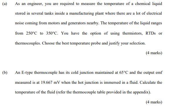 APPENDIX: THERMOCOUPLE TABLE Type E | Chegg.com