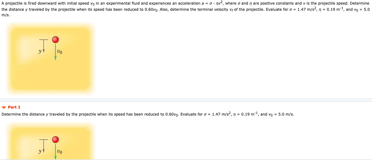 Solved A projectile is fired downward with initial speed vo | Chegg.com