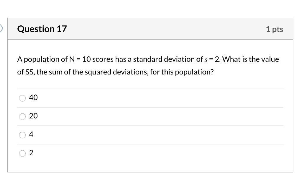 Solved A population of N = 10 scores has a standard | Chegg.com