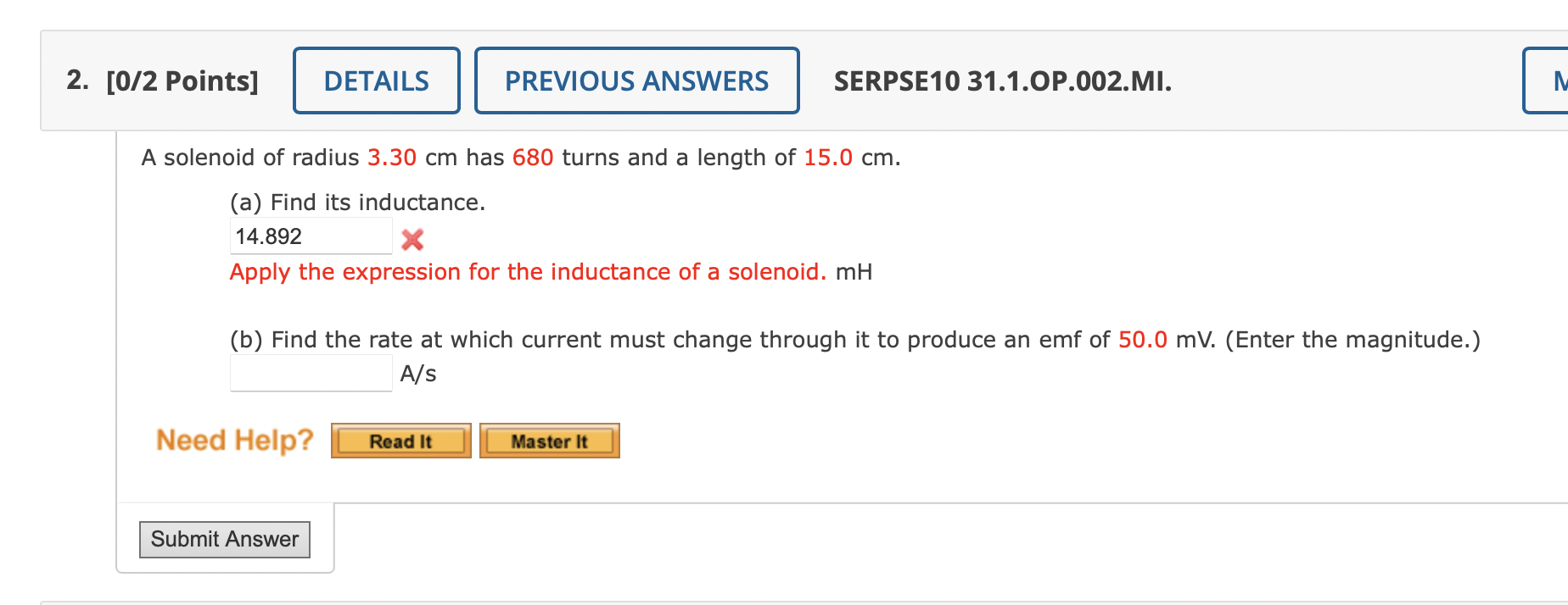 Solved 2. [0/2 Points] DETAILS PREVIOUS ANSWERS SERPSE10 | Chegg.com