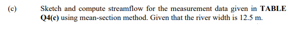 Solved (c) C Sketch and compute streamflow for the | Chegg.com