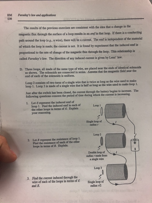 Solved FARADAY'S LAW AND APPLICATIONS EM 129 I Faraday's law | Chegg.com