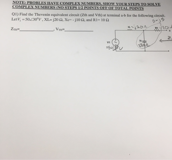 Solved Find the Thevenin equivalent circuit (Zth and Vth) at | Chegg.com