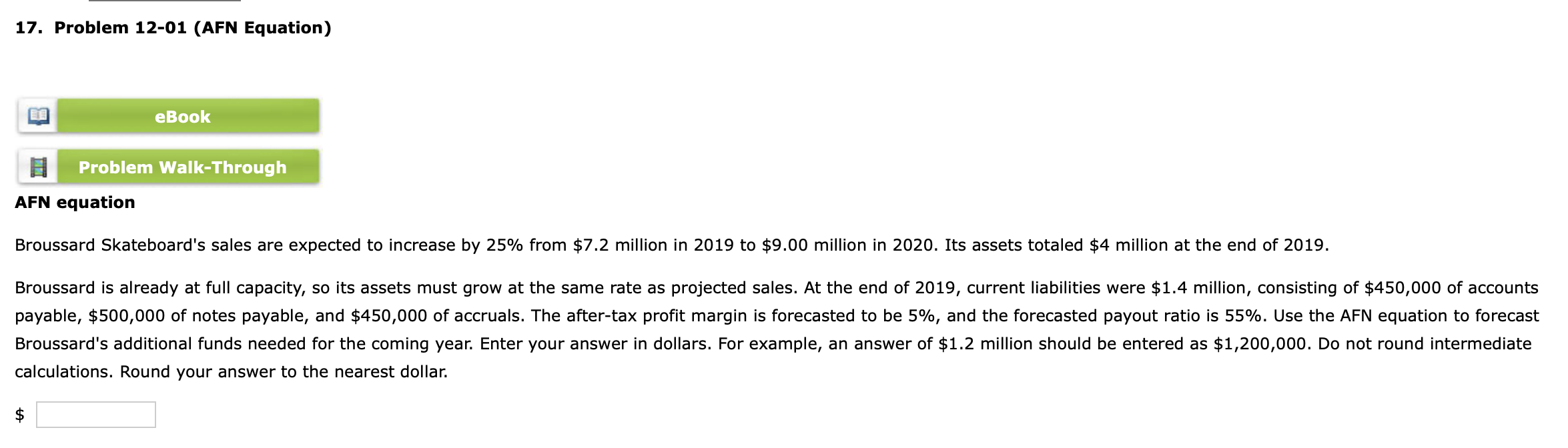 Solved 17. Problem 12-01 (AFN Equation) AFN equation | Chegg.com