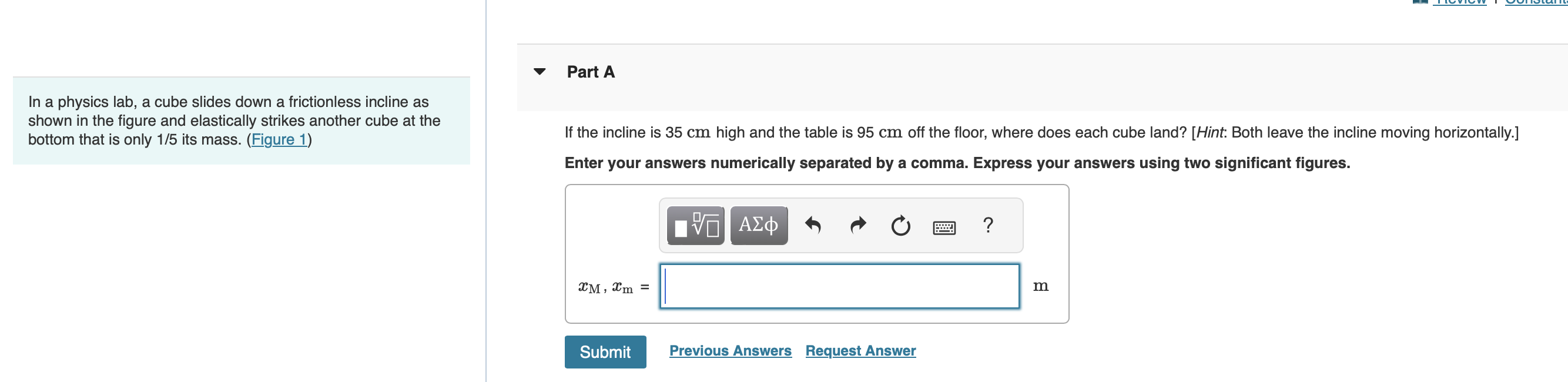 Solved In a physics lab, a cube slides down a frictionless | Chegg.com