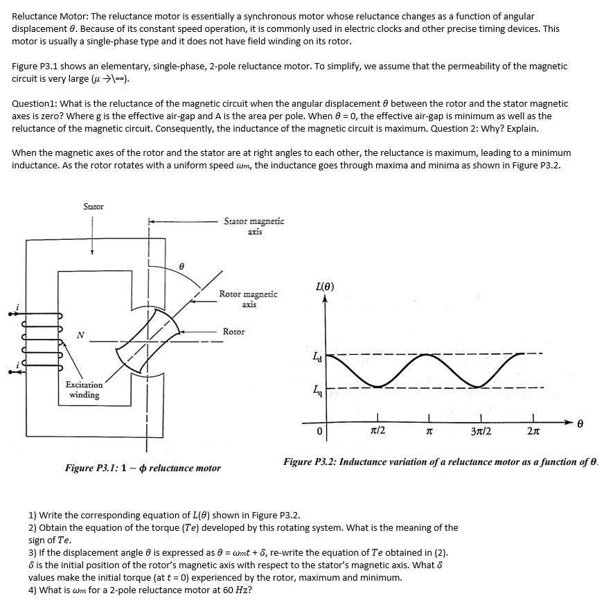 Solved Reluctance Motor: The reluctance motor is essentially | Chegg.com
