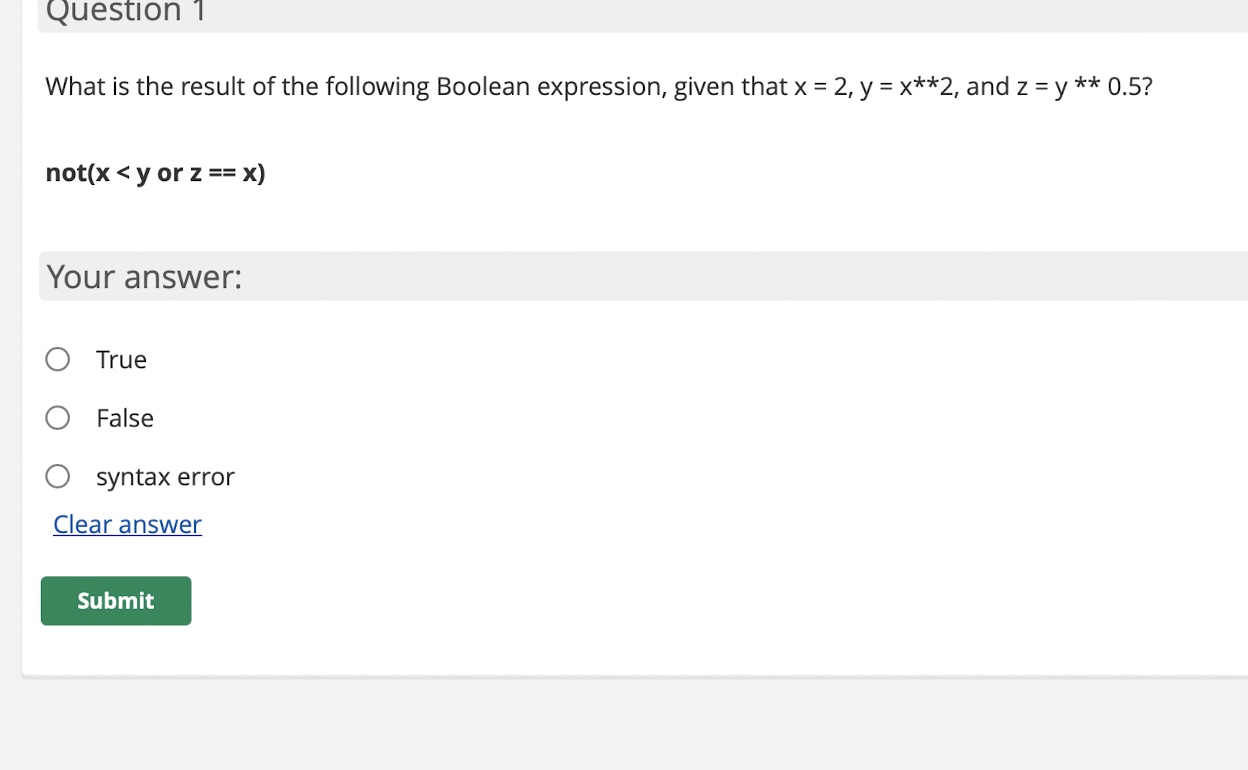 Solved Question 1What is the result of the following Boolean | Chegg.com