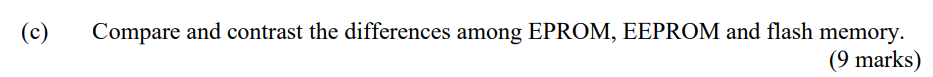 Solved Compare and contrast the differences among EPROM, | Chegg.com