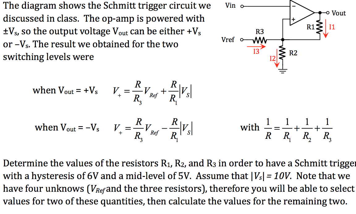 Solved The diagram shows the Schmitt trigger circuit we | Chegg.com