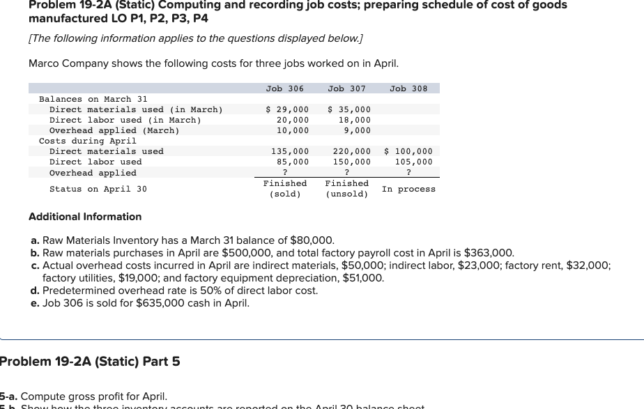 Solved Problem 19-2A (Static) Computing and recording job | Chegg.com