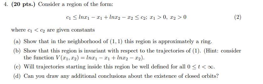 Solved Consider the Volterra predator-prey model described | Chegg.com