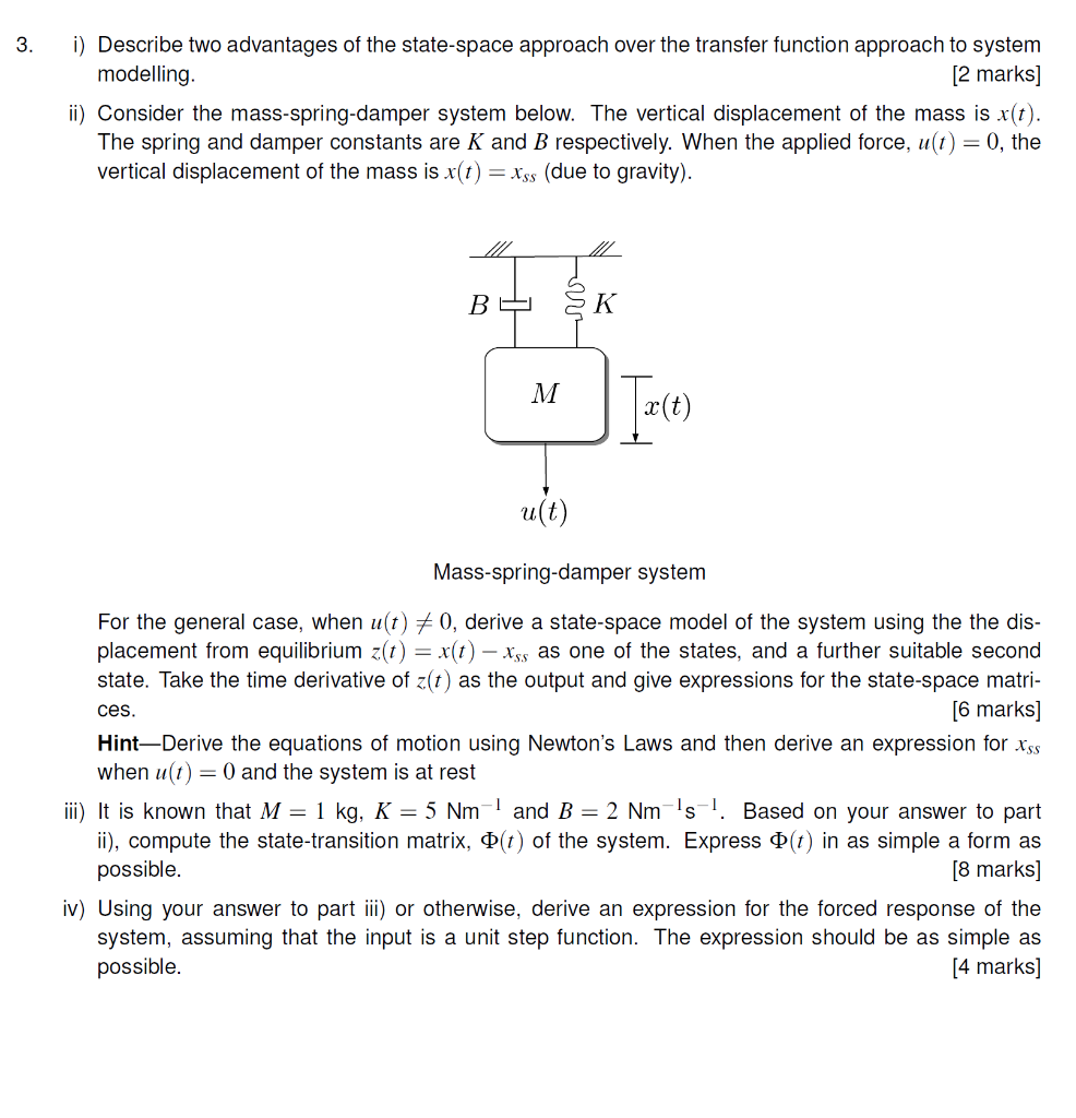 Solved 3. i) Describe two advantages of the state-space | Chegg.com