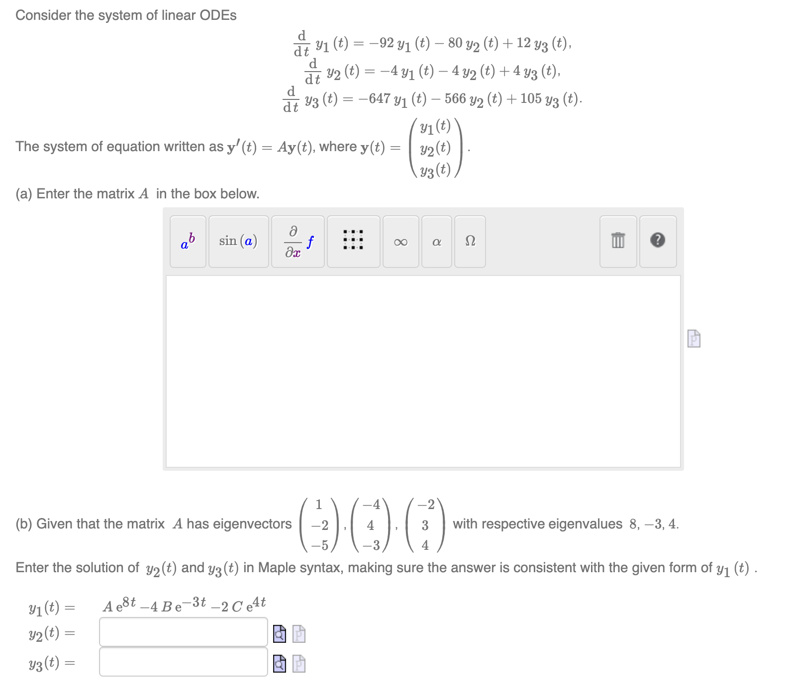 Solved Consider The System Of Linear Odes 