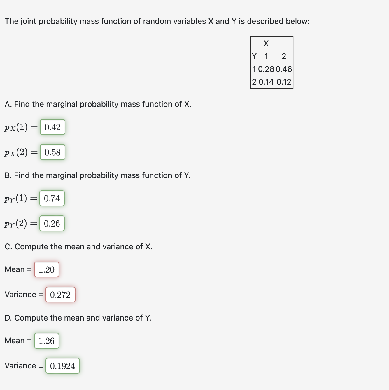 Solved The joint probability mass function of random | Chegg.com