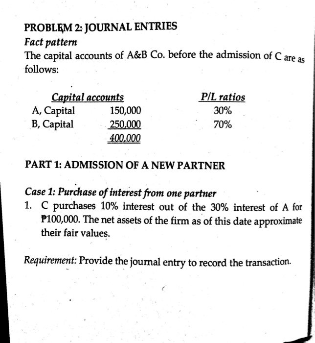 Solved PROBLEM 2: JOURNAL ENTRIES Fact pattern The capital | Chegg.com