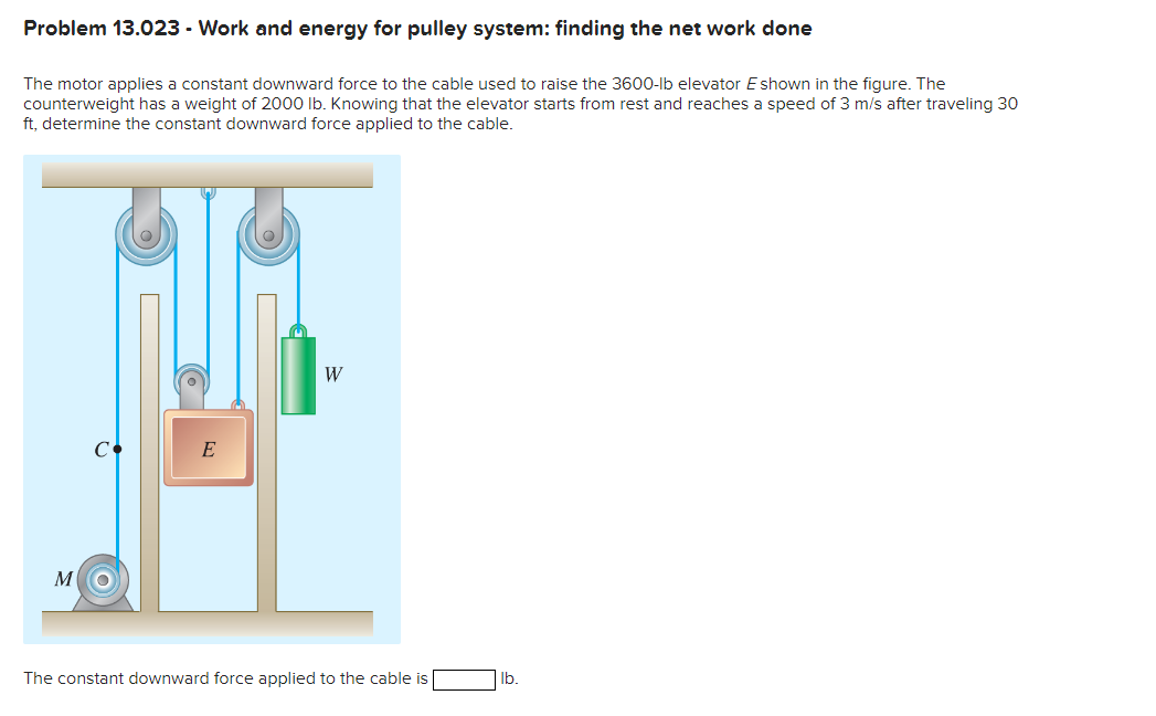 Solved Problem 13.023 - Work and energy for pulley system: | Chegg.com