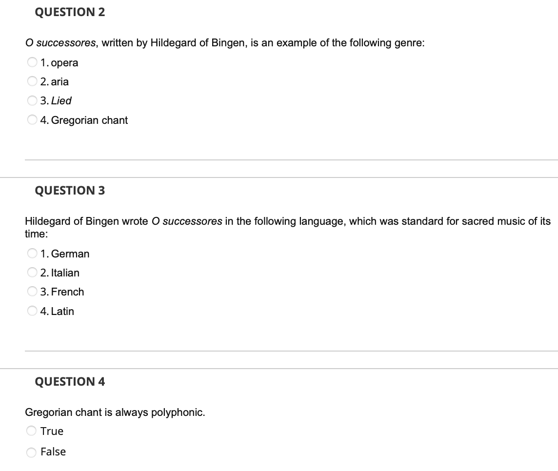 Solved QUESTION 2 O successores, written by Hildegard of | Chegg.com
