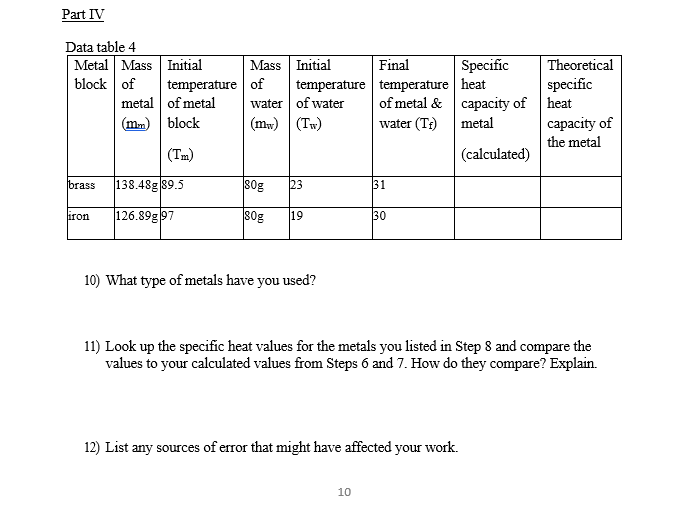 Solved Part II Prediction: 1) What is the final temperature | Chegg.com