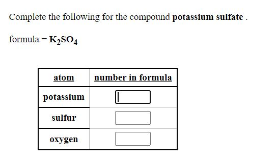 Solved Complete the following for the compound potassium | Chegg.com