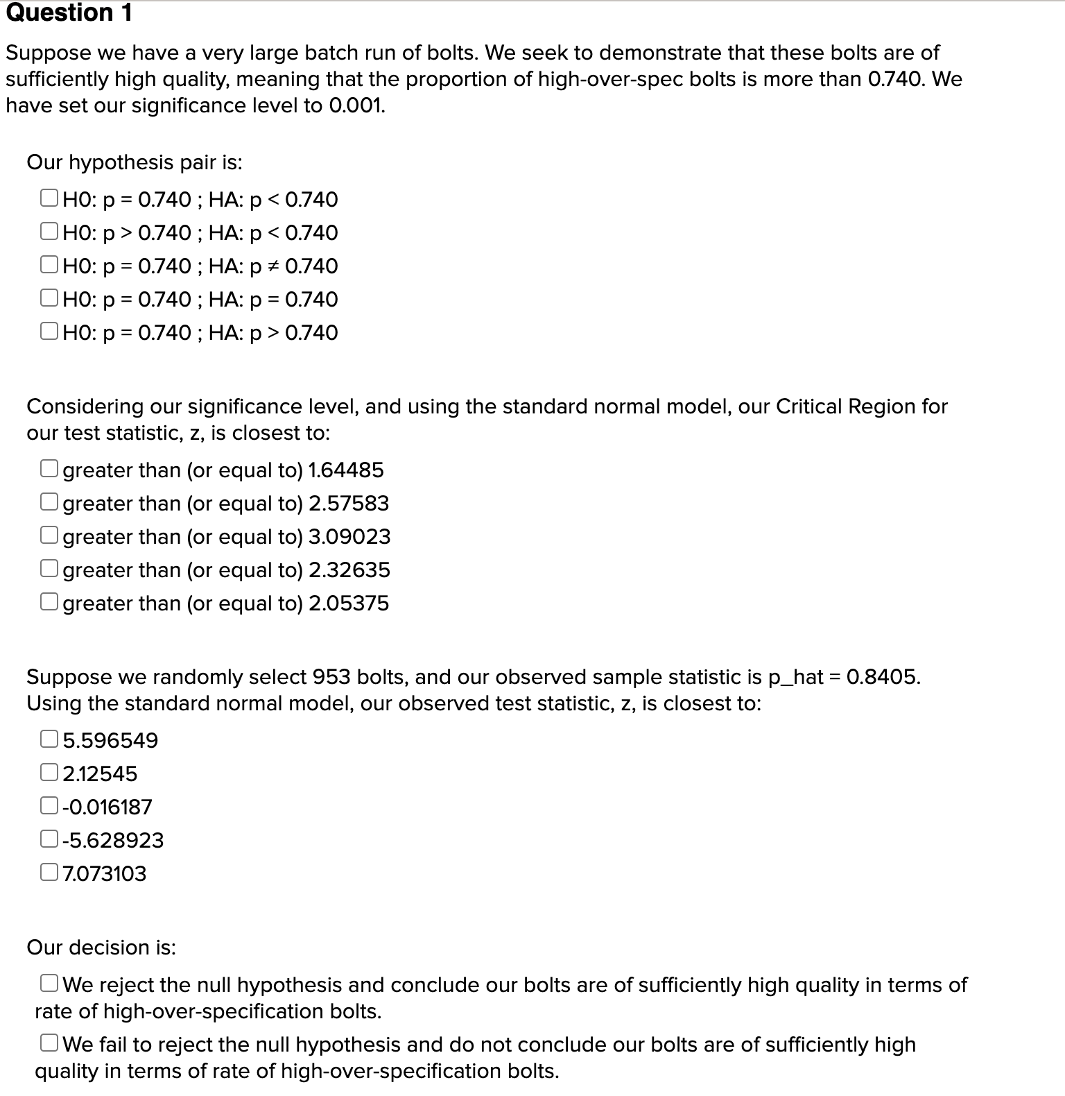 Solved Suppose we have a very large batch run of bolts. We | Chegg.com