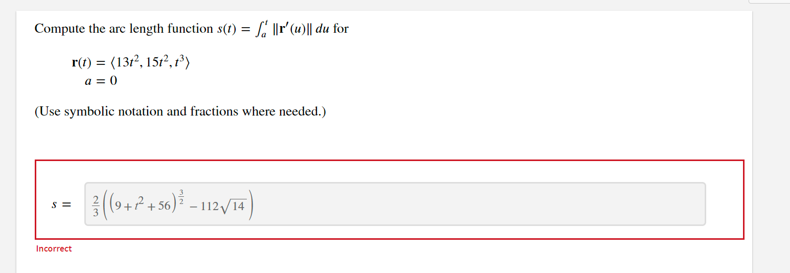 Solved Compute the arc length function s(t)=∫at∥r′(u)∥du for | Chegg.com