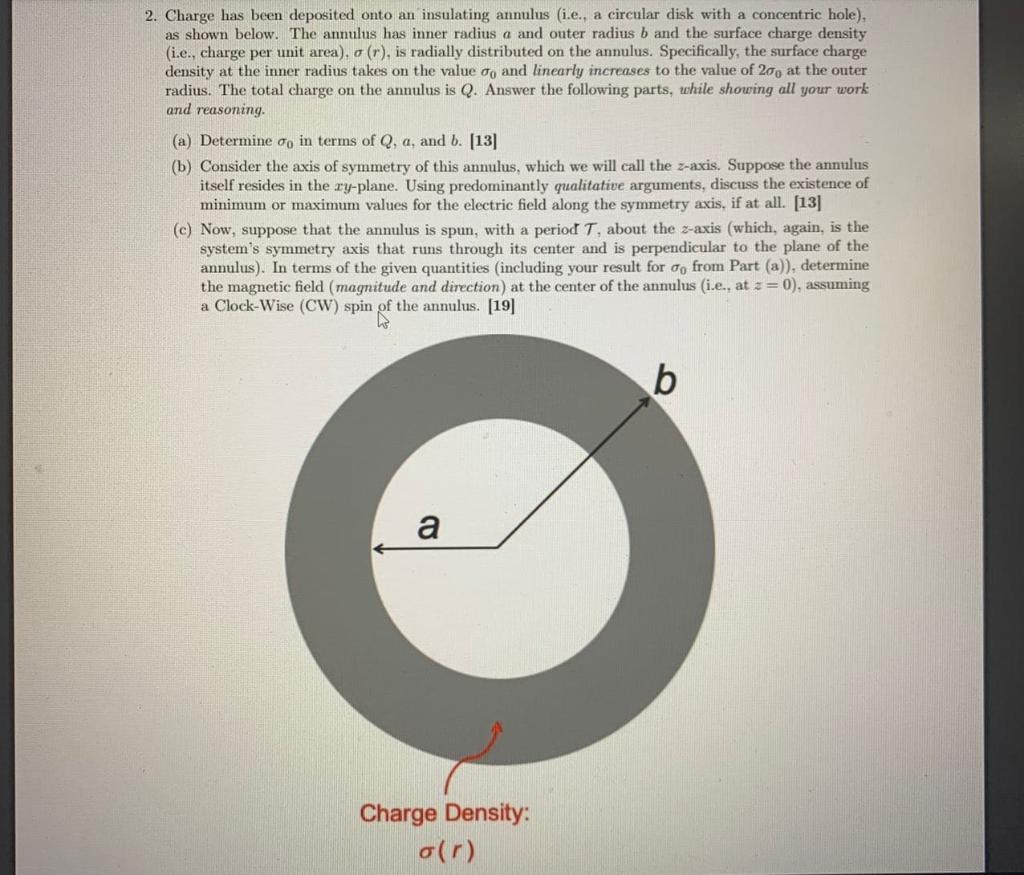 2. Charge has been deposited onto an insulating | Chegg.com