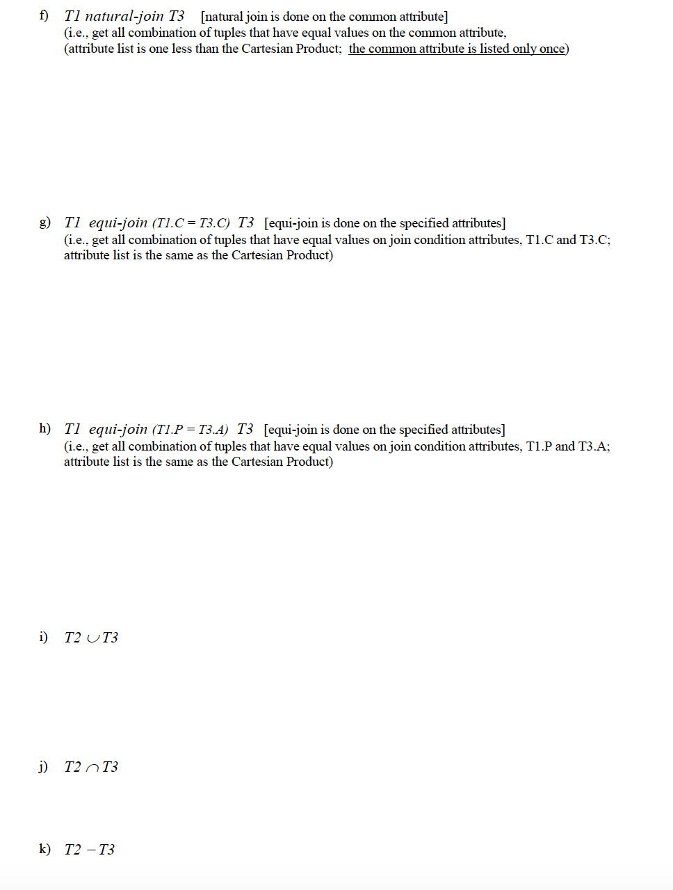 Solved Consider three tables T1, T2 and T3 below. Show the | Chegg.com