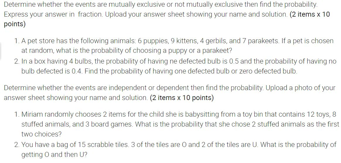 Solved Determine whether the events are mutually exclusive | Chegg.com