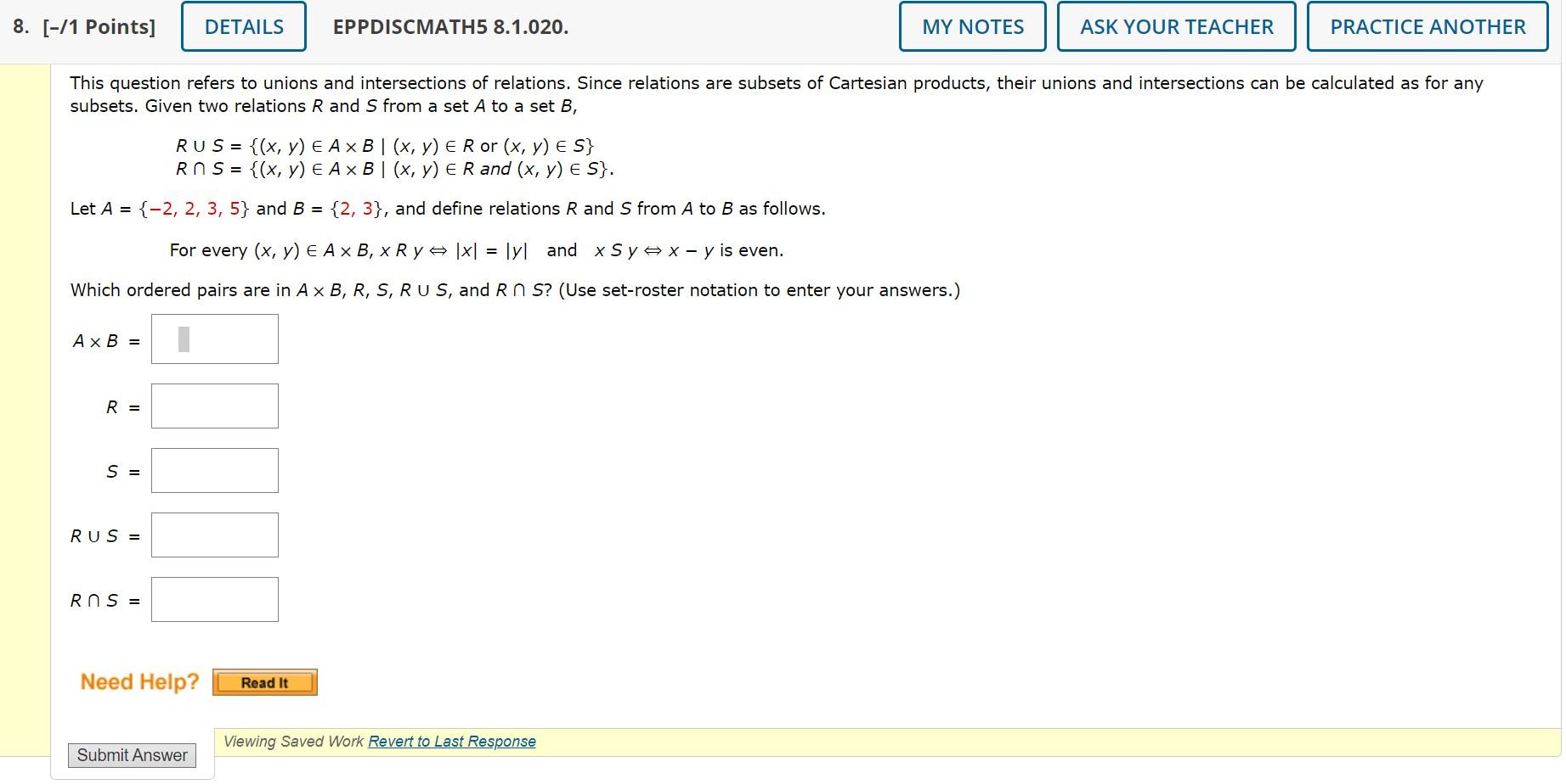 Solved This question refers to unions and intersections of | Chegg.com