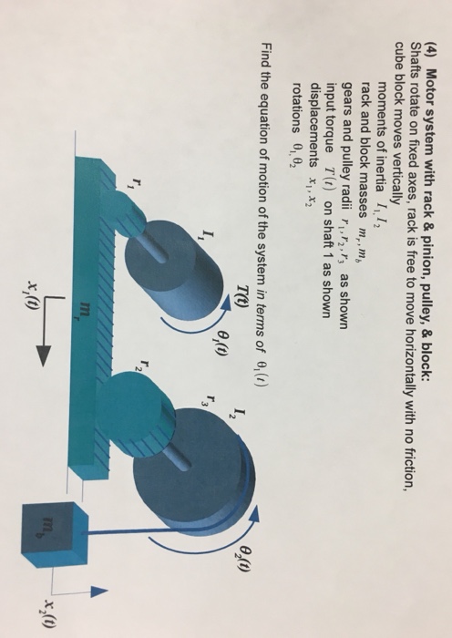 Solved (4) Motor system with rack & pinion, pulley, & block: | Chegg.com