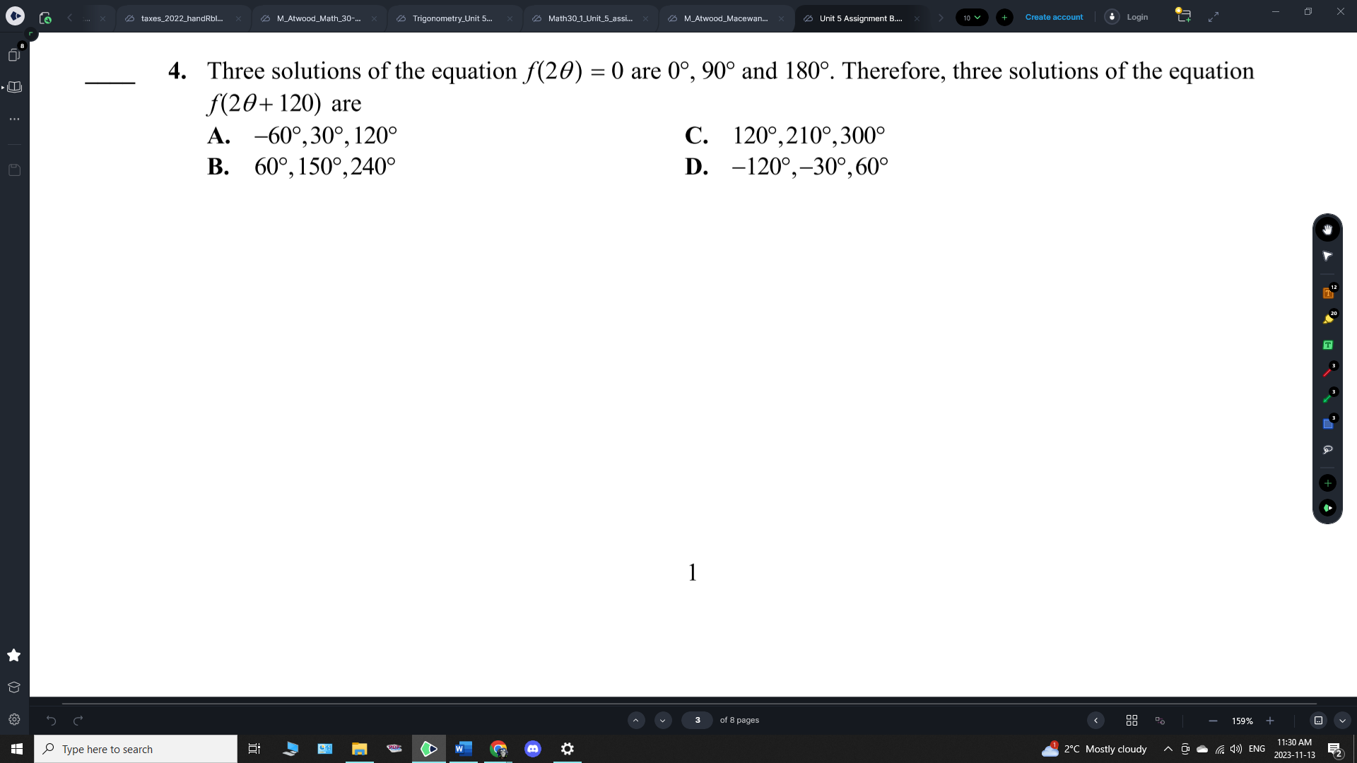 Solved 4. Three solutions of the equation f(2θ)=0 are 0∘,90∘ | Chegg.com