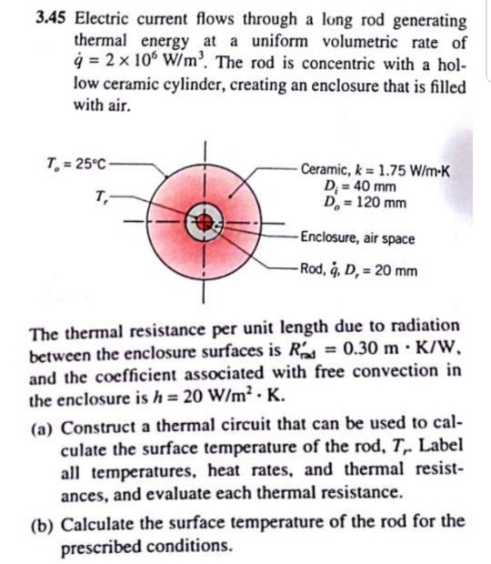 Solved 3.45 Electric current flows through a long rod | Chegg.com
