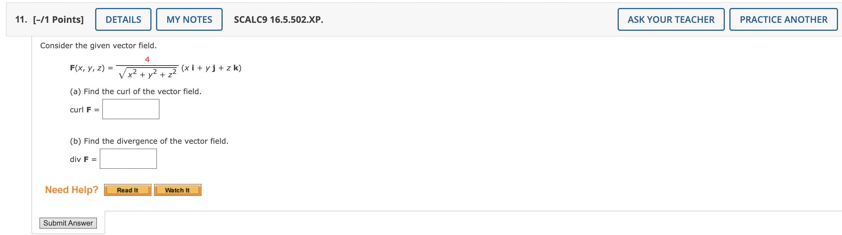 Solved Points]SCALC9 16.5.502.XP.Consider the given vector | Chegg.com