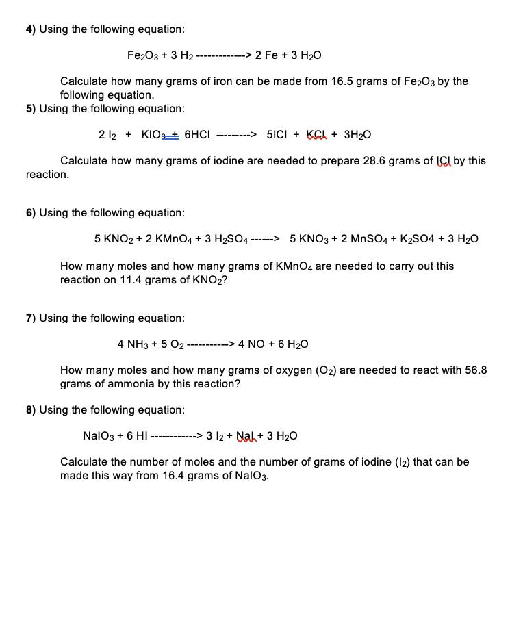 Solved 4) Using the following equation: Fe2O3 + 3 H2 | Chegg.com
