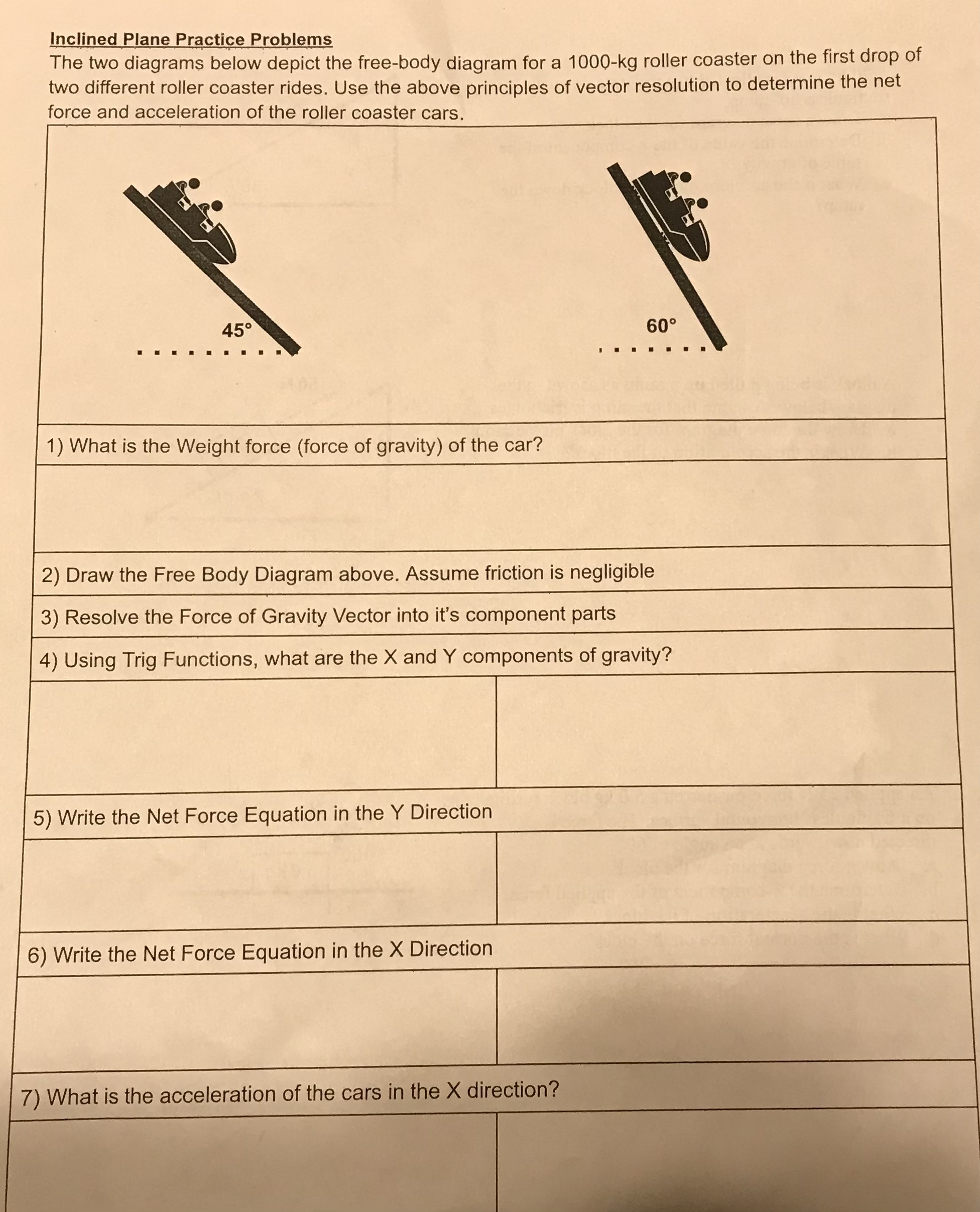 Inclined Plane Practice Problems The two diagrams | Chegg.com