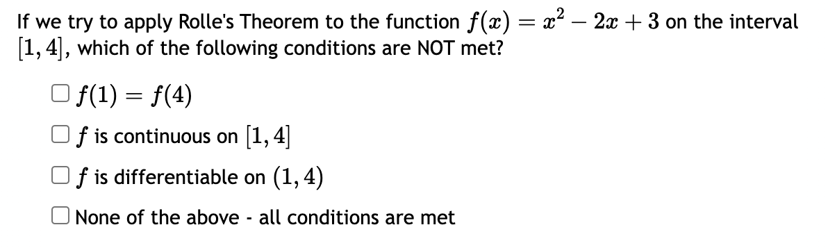 Solved If we try to apply Rolle's Theorem to the function | Chegg.com