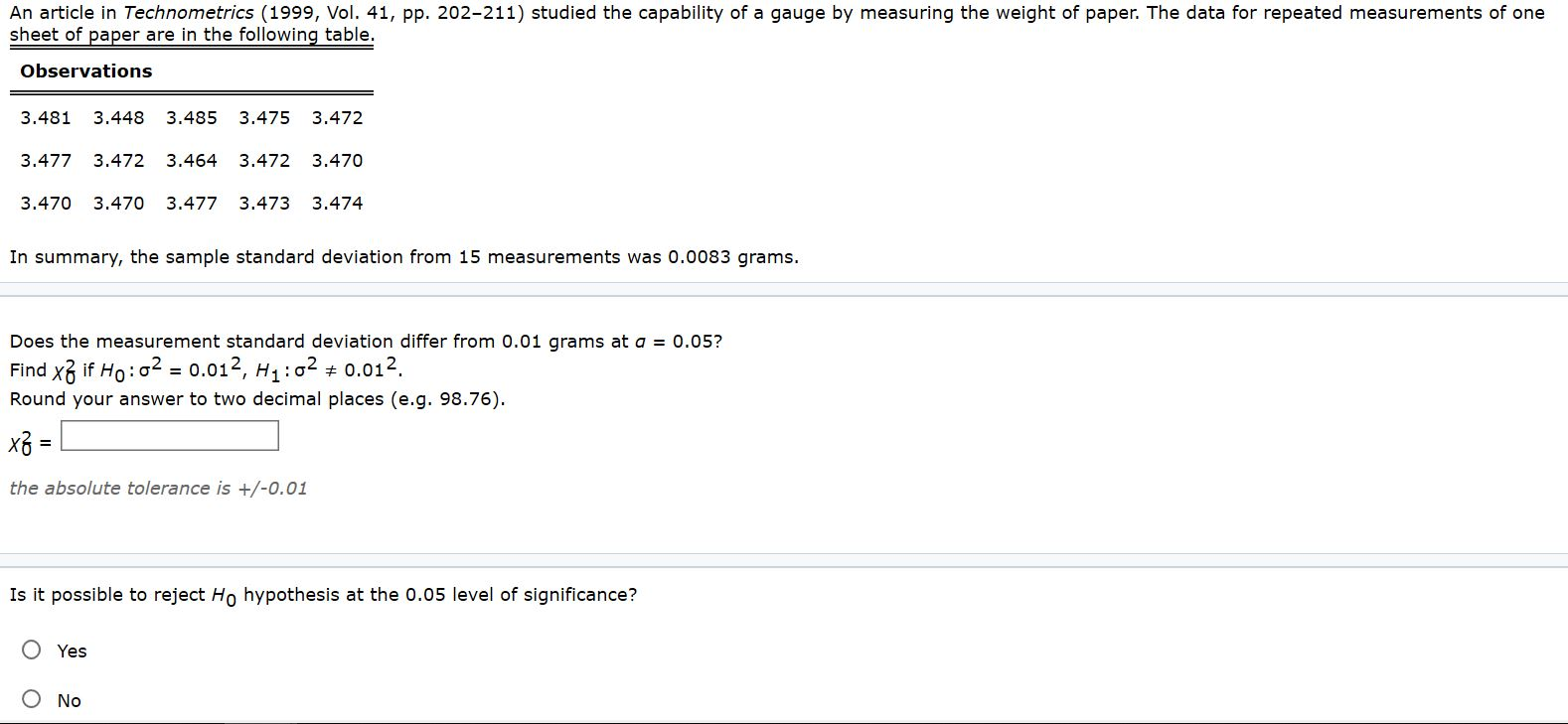 Solved An article in Technometrics (1999, Vol. 41, pp. | Chegg.com