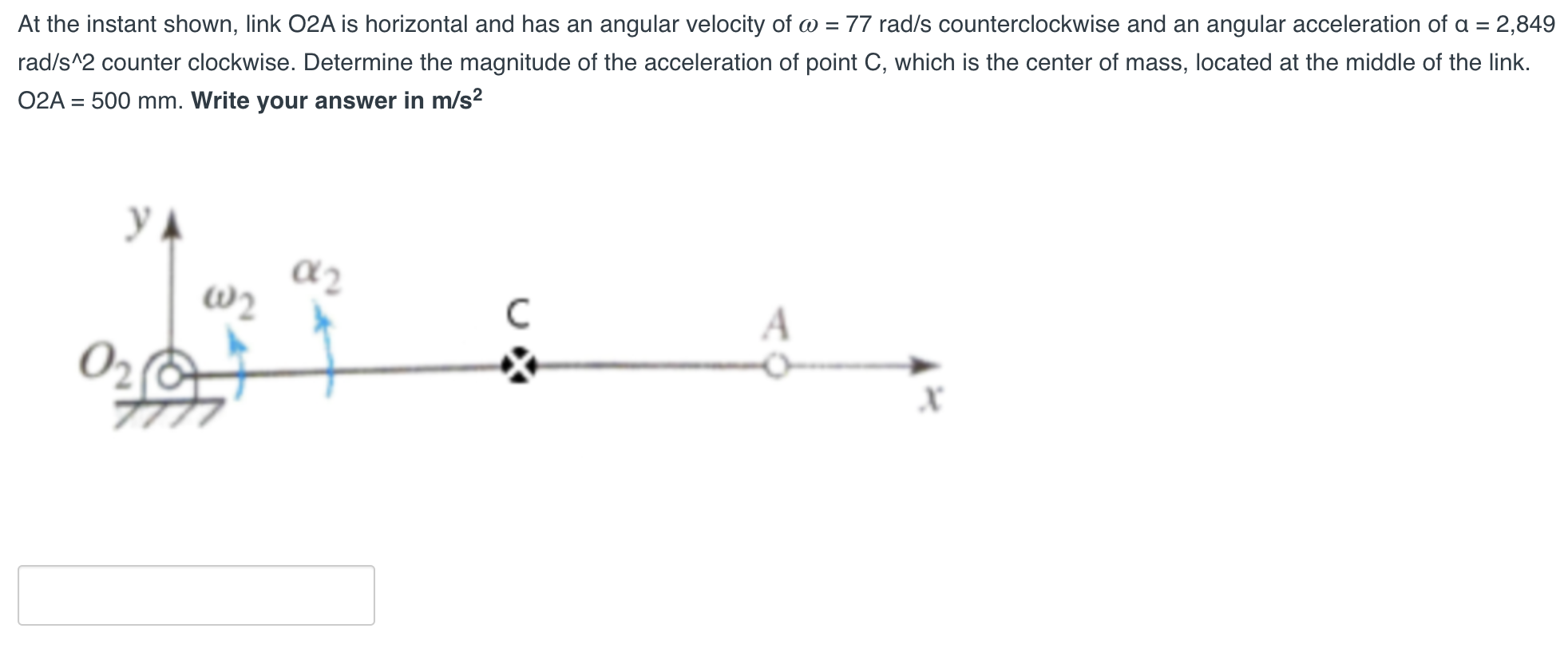 Solved At the instant shown, link O2A is horizontal and has | Chegg.com