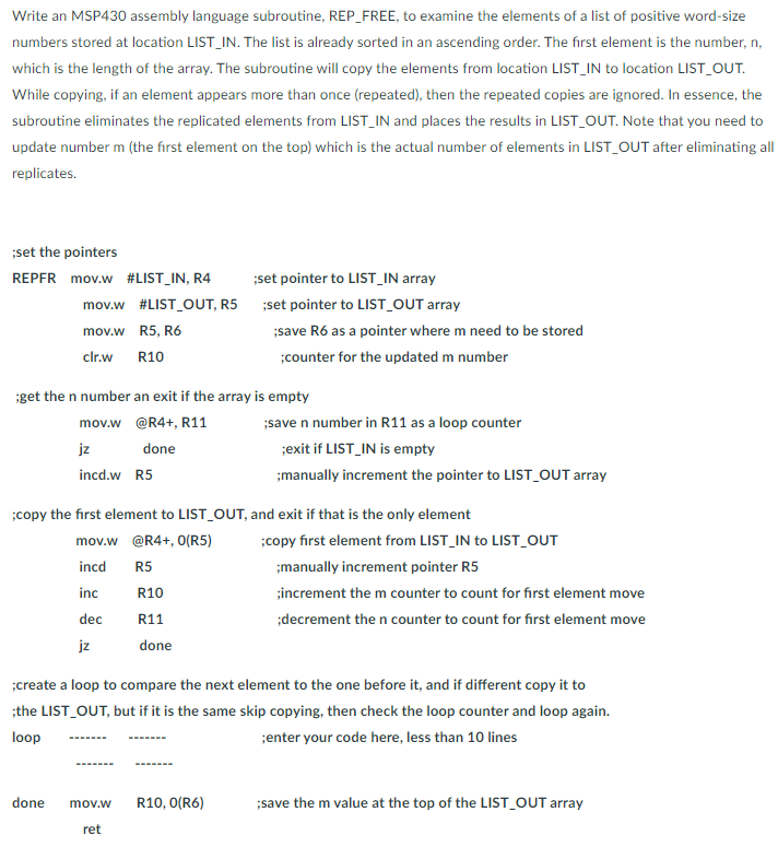 Solved Help solve this MSP430 ASSEMBLY Language | Chegg.com