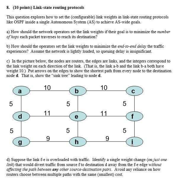 Solved 8. (10 points) Link-state routing protocols This | Chegg.com