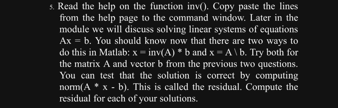 Solved Read the help on the function inv(). Copy paste the | Chegg.com