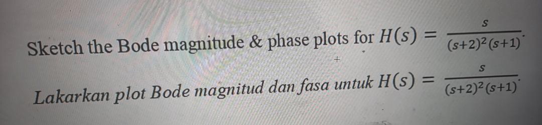 Solved S Sketch the Bode magnitude & phase plots for H(s) = | Chegg.com