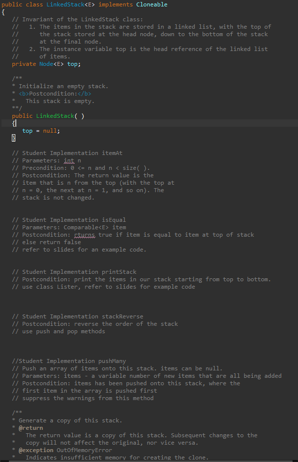 // Invariant of the LinkedStack class: // 1. The | Chegg.com