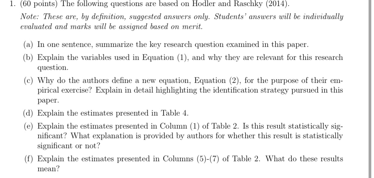 Solved 1. (60 points) The following questions are based on | Chegg.com