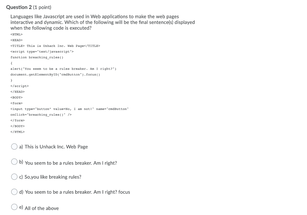 Solved Question 1 (1 point) Different technologies and | Chegg.com