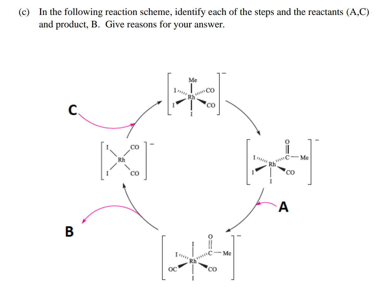 (c) ﻿In the following reaction scheme, identify each | Chegg.com