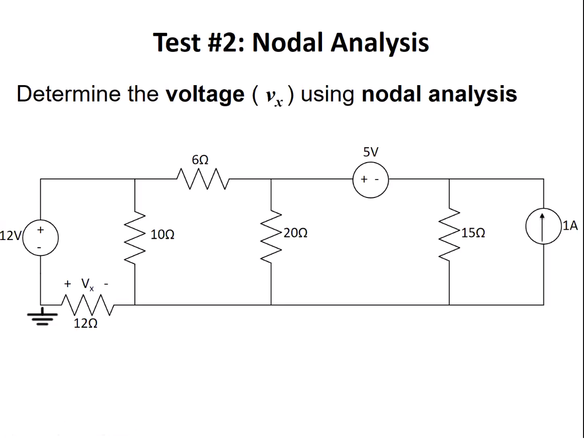 Solved Test #2: Nodal Analysis Determine the voltage ( v ) | Chegg.com