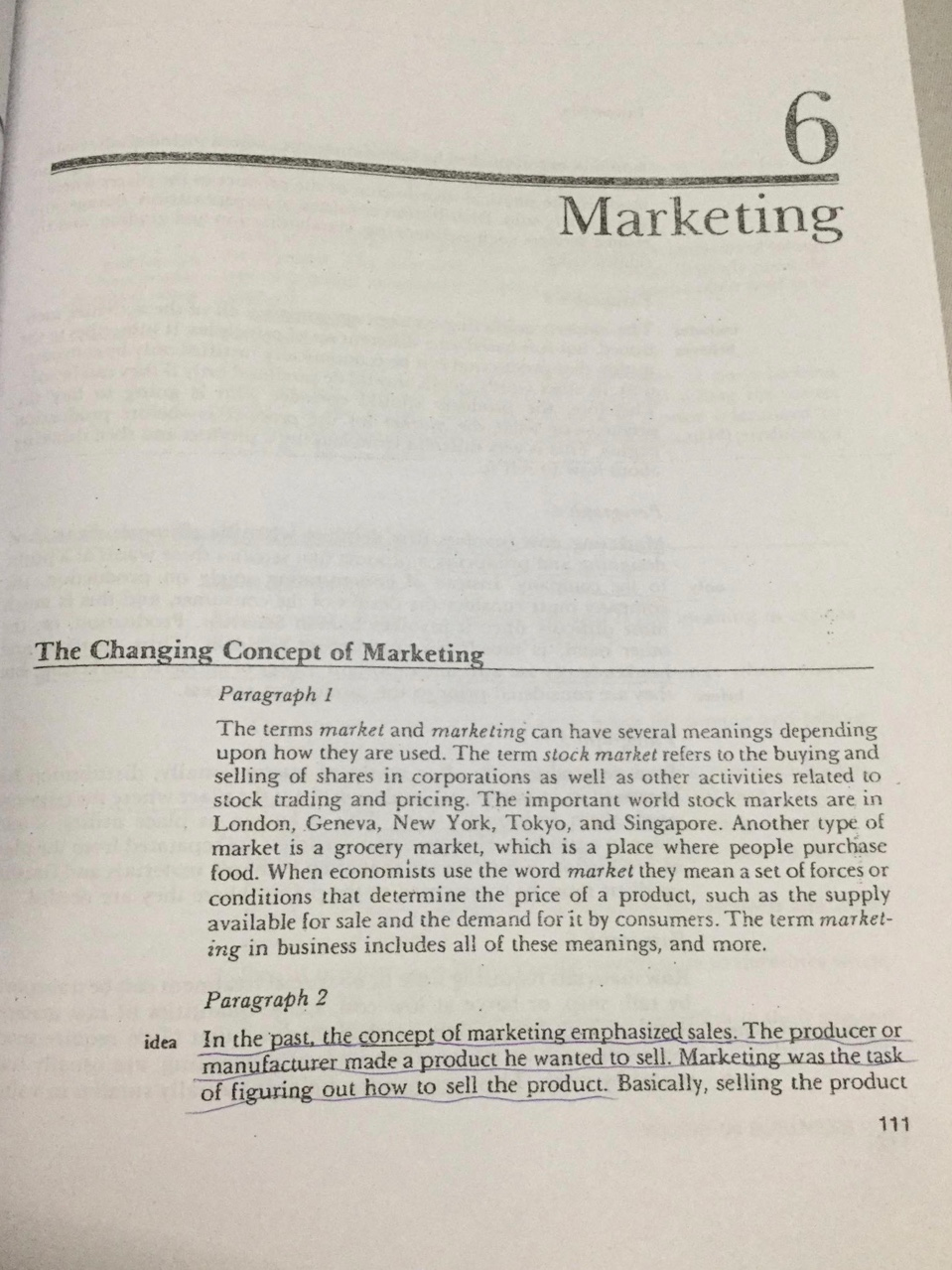 Solved Marketing The Changing Concept of Marketing Paragraph | Chegg.com