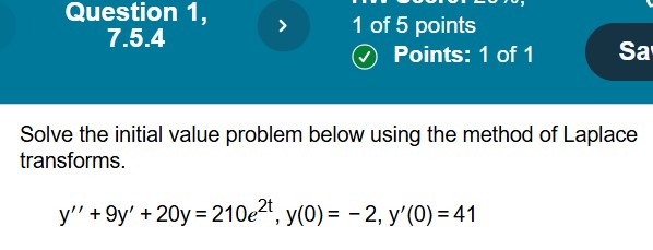 Solved Solve the initial value problem below using the | Chegg.com