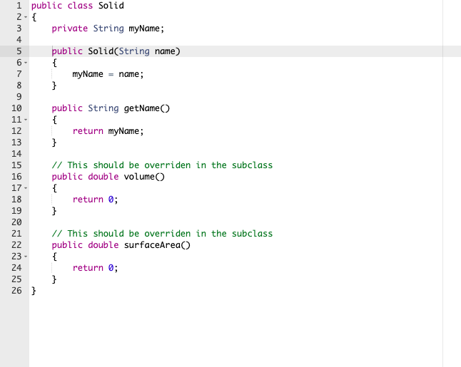 Solved Given the Solid class, extend it with: Pyramid | Chegg.com
